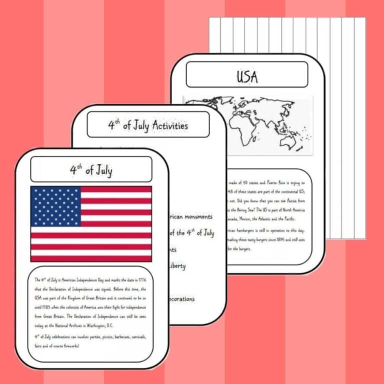 4th of July for Kids Free Homeschooling Printable - Petal Resources