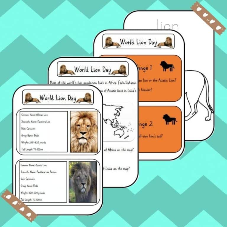 World Lion Day, Try this FREE Printable Download - Petal Resources