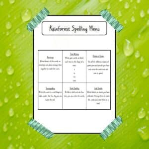 Spelling Menu: Rainforest Themed Unit - Petal Resources