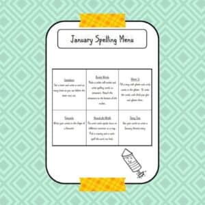 Spelling Menu for January - Petal Resources