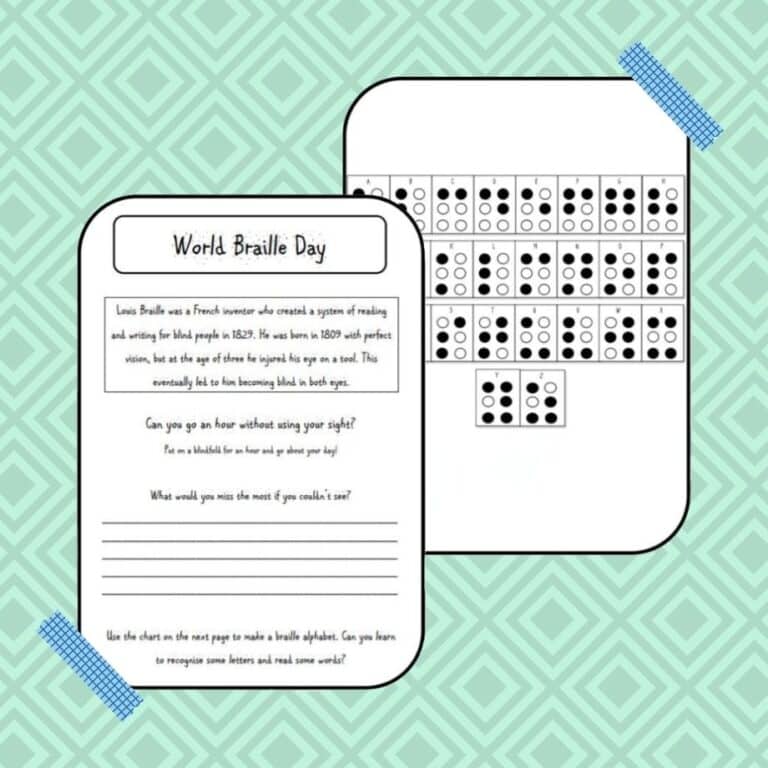 World Braille Day Free Homeshooling Printable - Petal Resources
