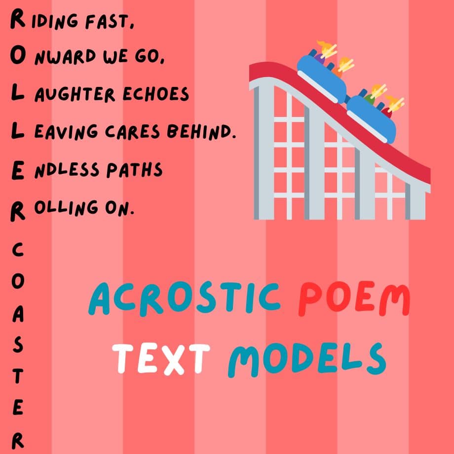 Rollercoaster Acrostic Poem Model Texts - Petal Resources